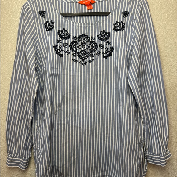 Joe Fresh | Tops | Joe Fresh Embellished Long Sleeve Top Blue And White ...